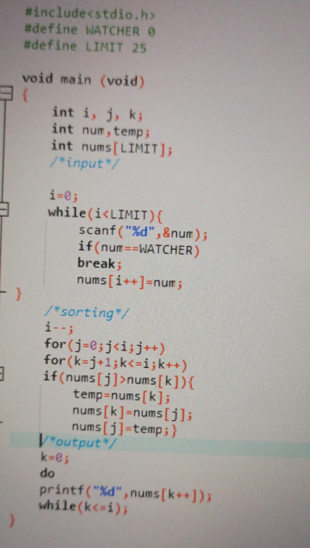 Solved -} #include #define WATCHER Ø #define LIMIT 25 void | Chegg.com