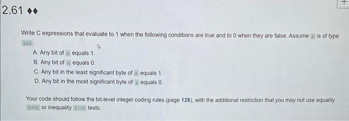 Solved Write C Expressions That Evaluate To 1 When The