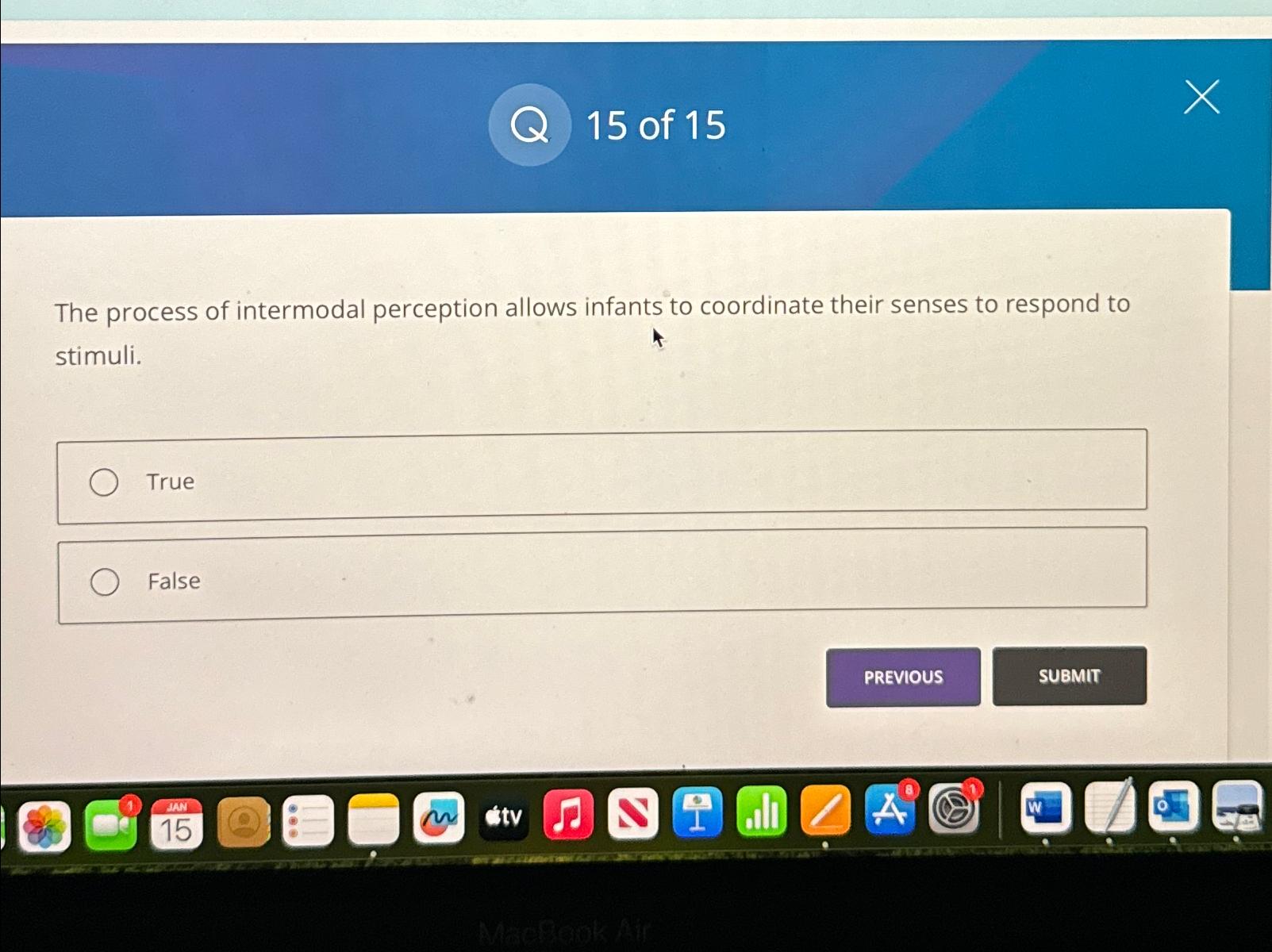 Solved Q) 15 ﻿of 15The process of intermodal perception | Chegg.com