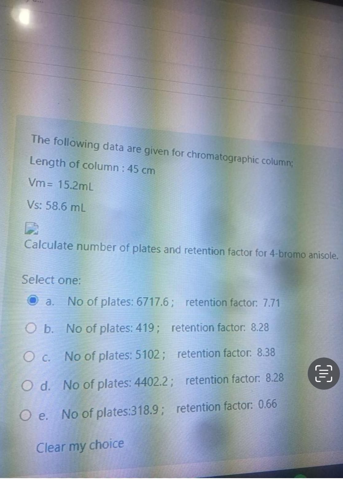 The following data are given for chromatographic | Chegg.com