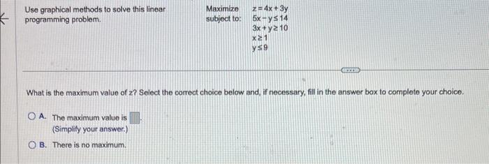 Solved Use graphical methods to solve this linear | Chegg.com
