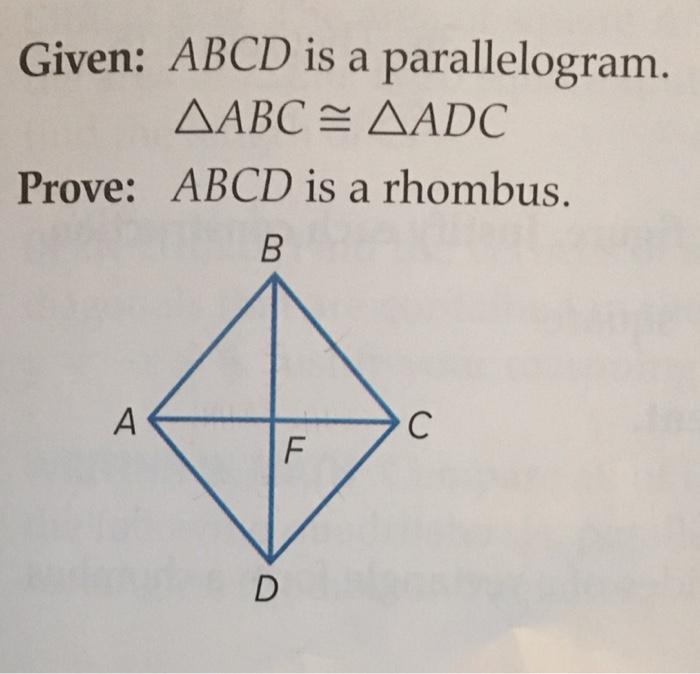 Solved a Given: ABCD is a parallelogram. AABC = AADC Prove: | Chegg.com