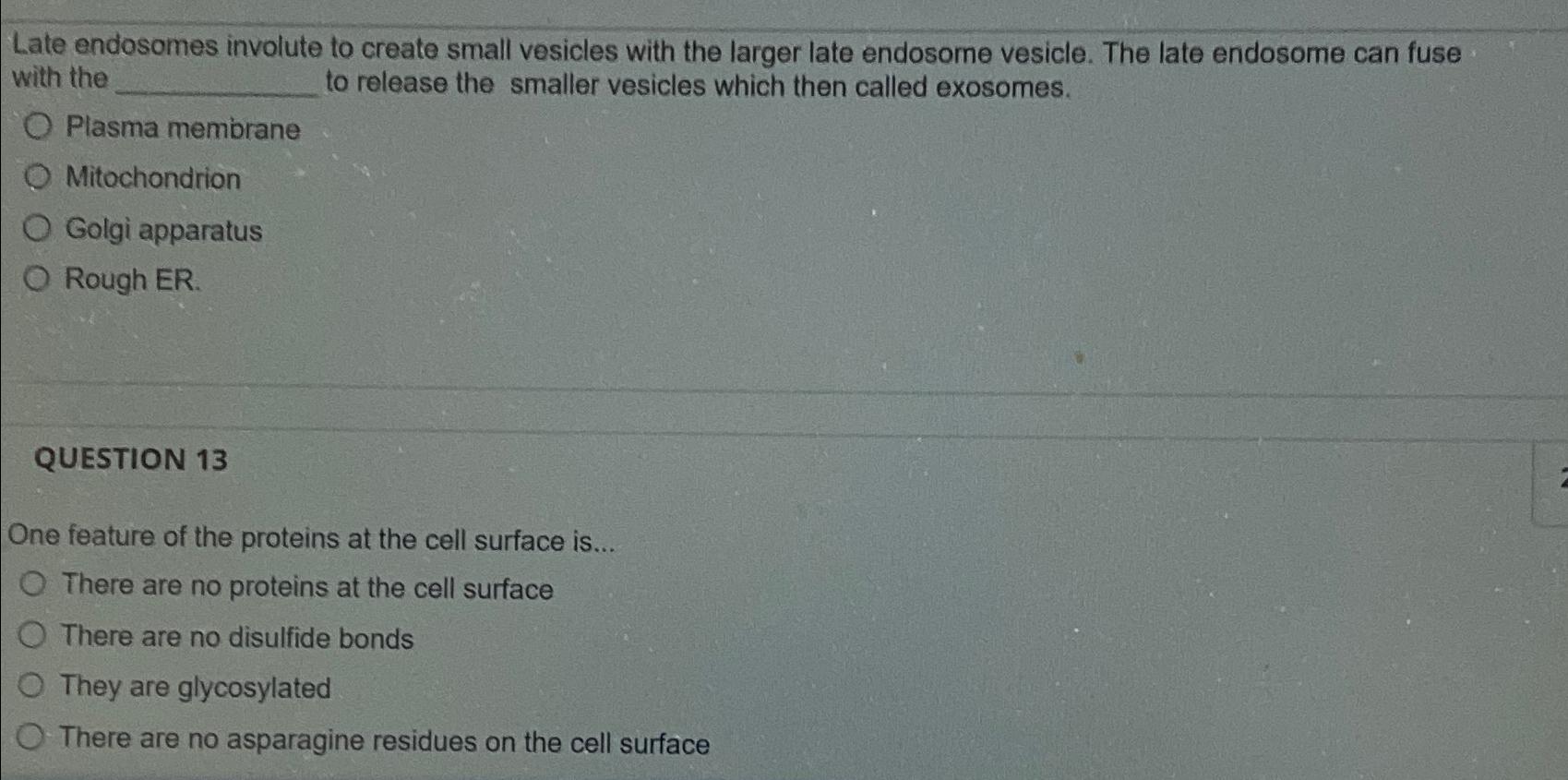 Solved Late endosomes involute to create small vesicles with | Chegg.com