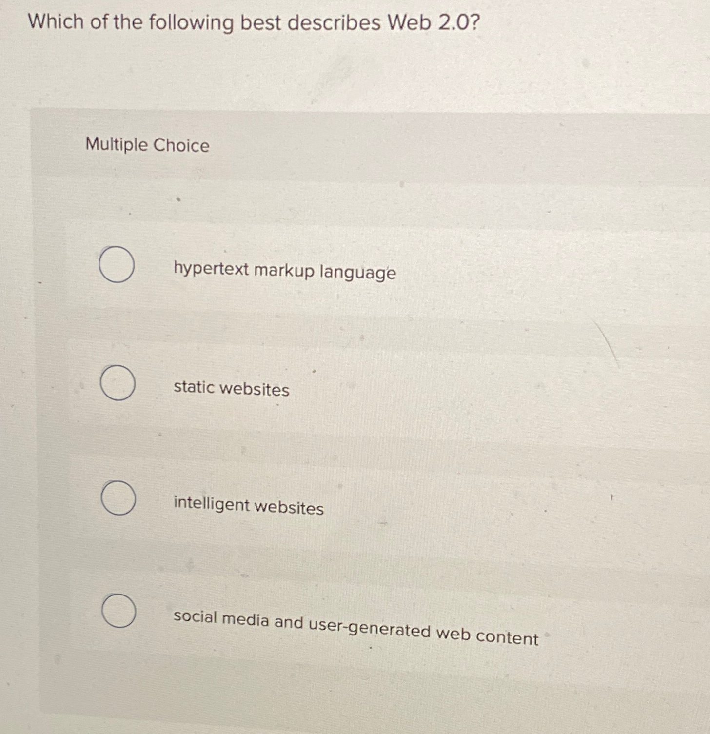 Solved Which of the following best describes Web | Chegg.com