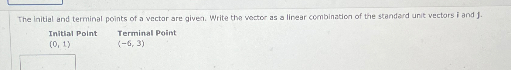 Solved The initial and terminal points of a vector are | Chegg.com