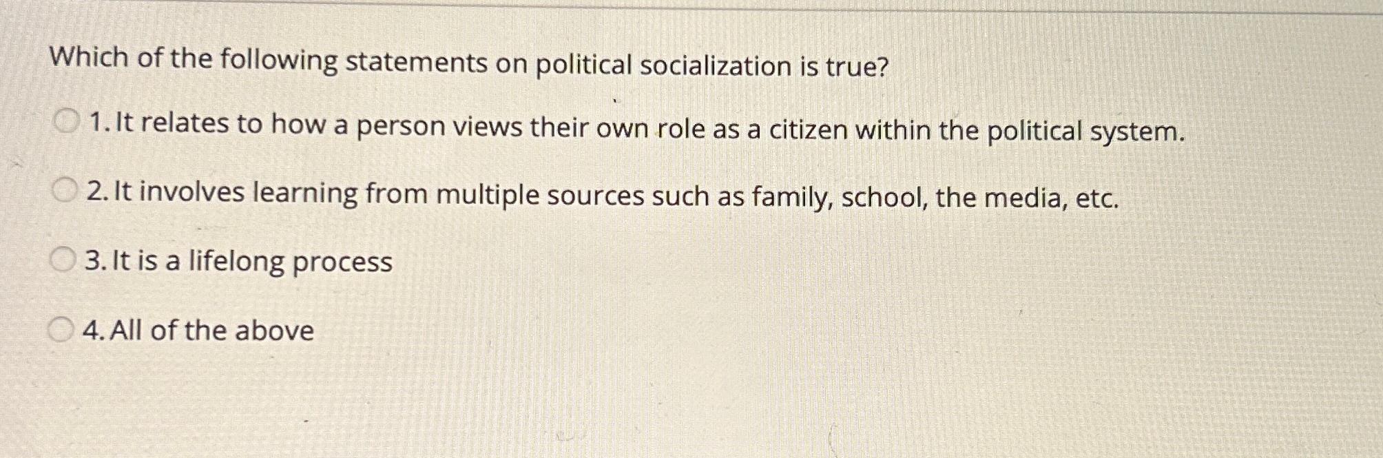 Solved Which of the following statements on political | Chegg.com