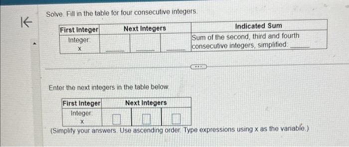 Solved Solve. Fill in the table for four consecutive | Chegg.com