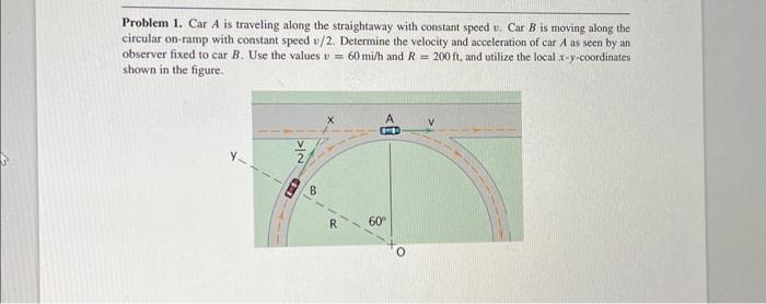 Solved Problem 1. Car A is traveling along the straightaway | Chegg.com