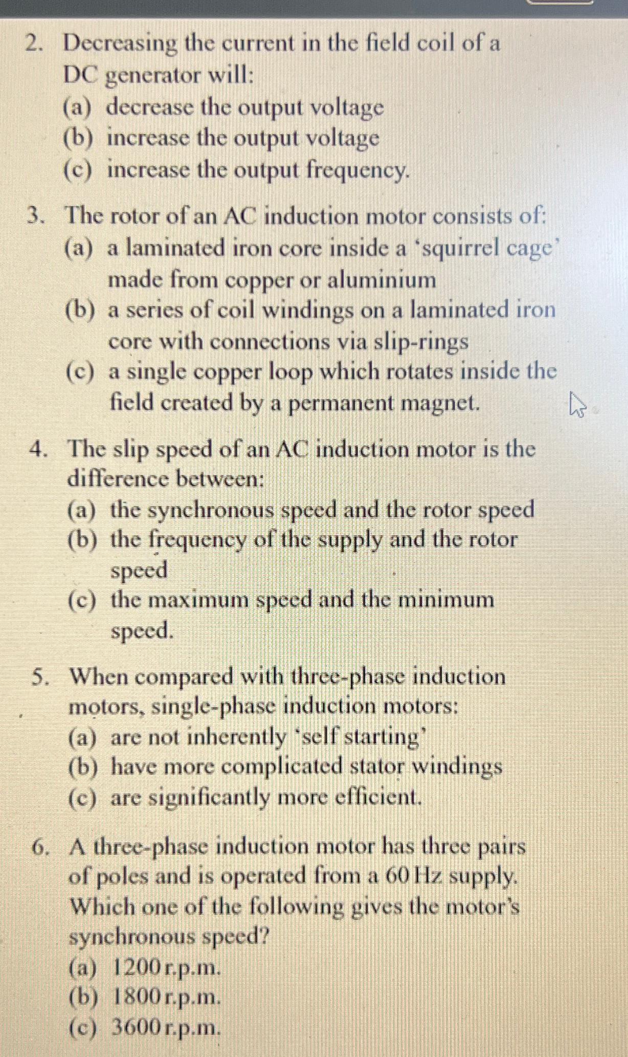 Solved Decreasing the current in the field coil of a DC | Chegg.com