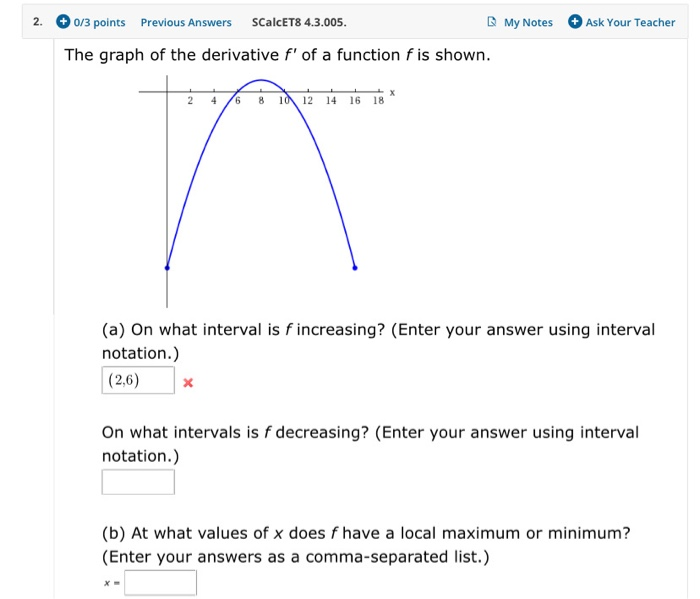 Solved 2. 0/3 points Previous Answers ScalcET8 4.3.005. My | Chegg.com