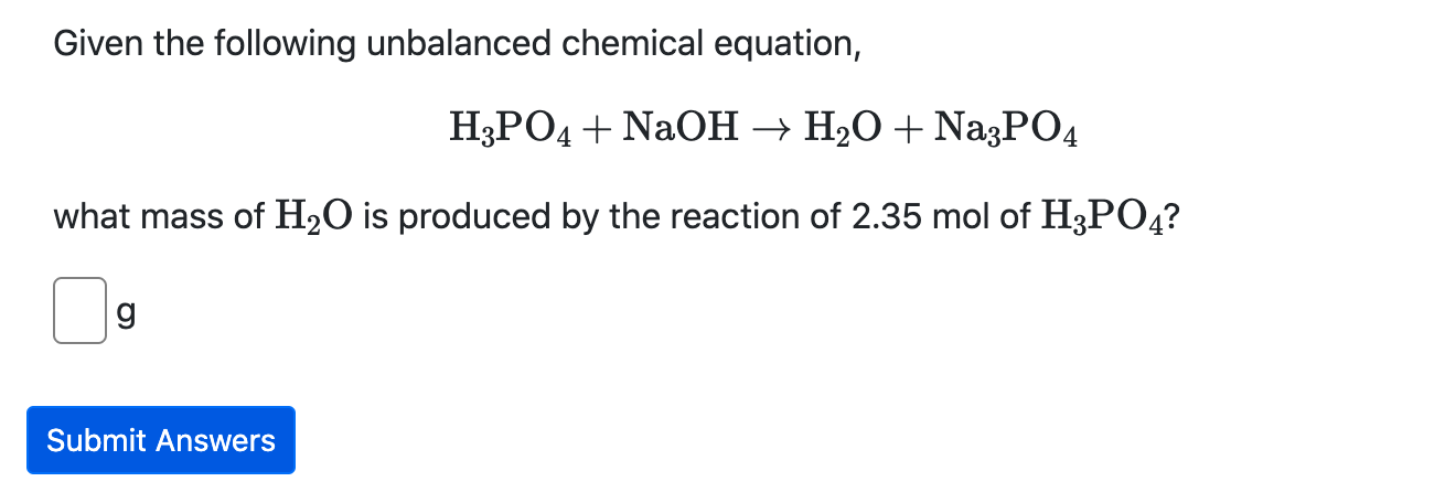 Solved Given the following unbalanced chemical | Chegg.com