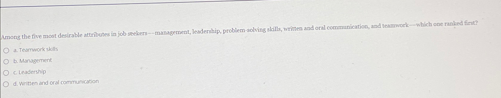 Solved Among the five most desirable attributes in job | Chegg.com