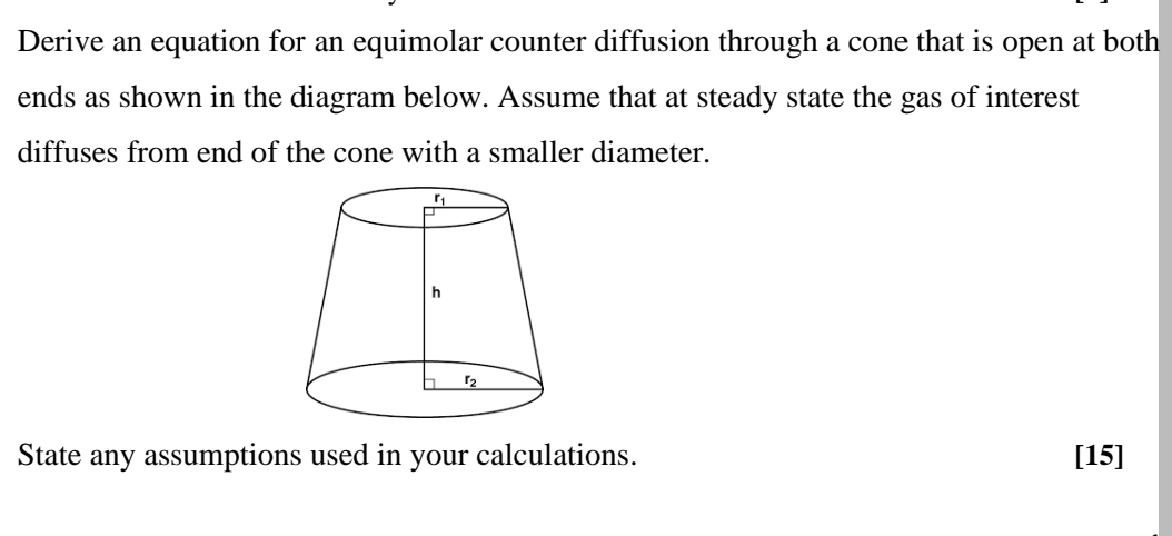 Solved Derive an equation for an equimolar counter diffusion | Chegg.com