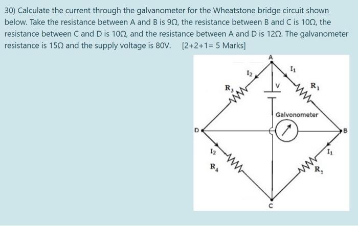 Solved 30) Calculate the current through the galvanometer | Chegg.com