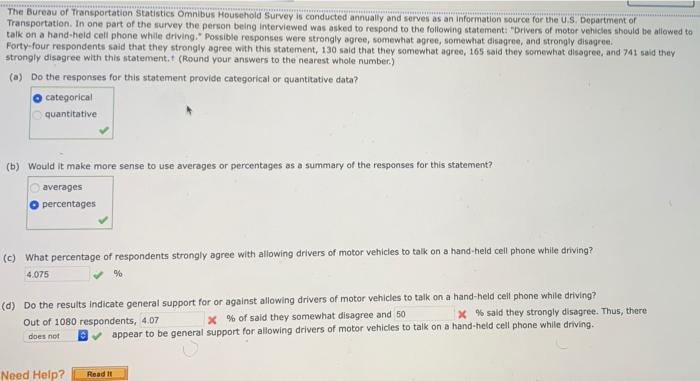 Solved The Bureau of Transportation Statistics Omnibus | Chegg.com