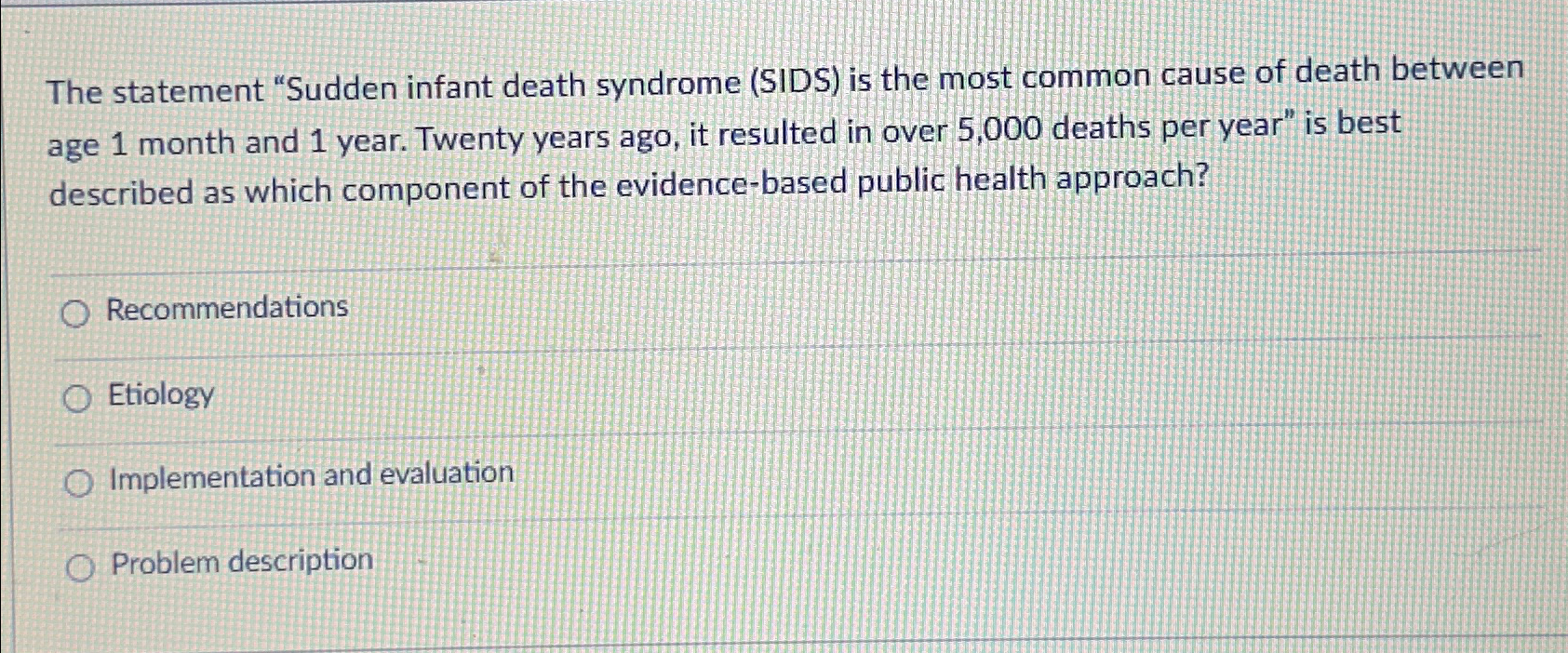 Solved The statement "Sudden infant death syndrome (SIDS) | Chegg.com