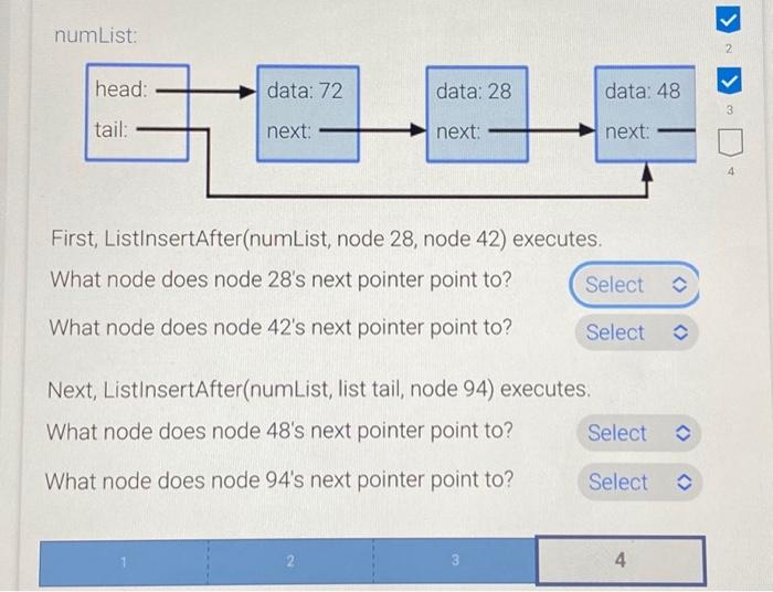 Solved numl ist: First, ListInsertAfter(numList, node 28 , | Chegg.com