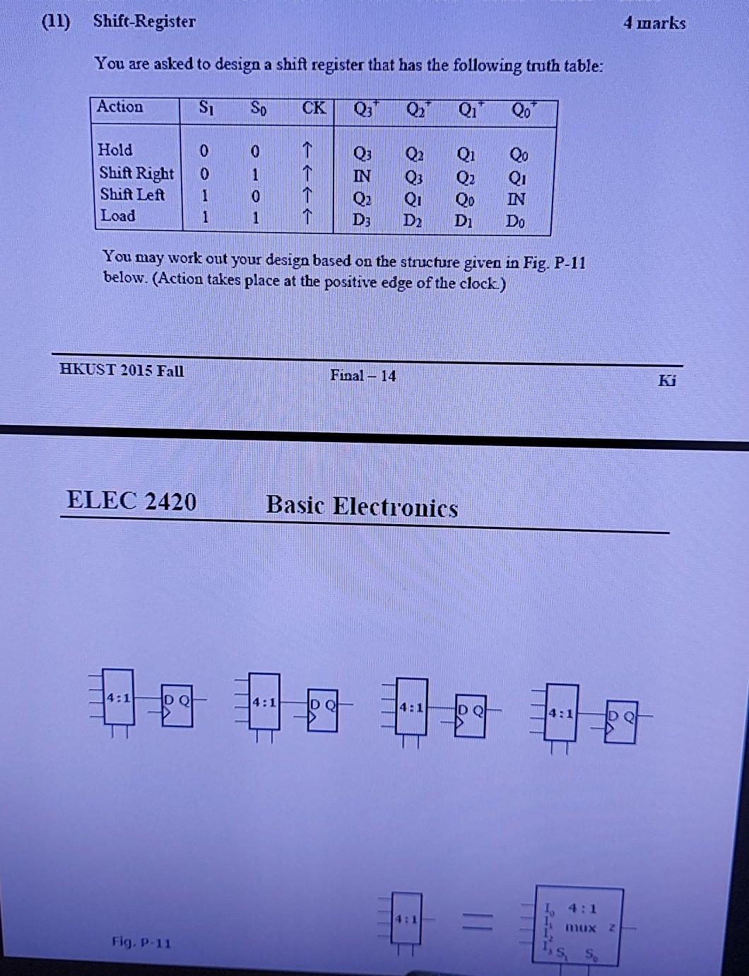 Solved (11) Shift-Register 4 marks You are asked to design a | Chegg.com