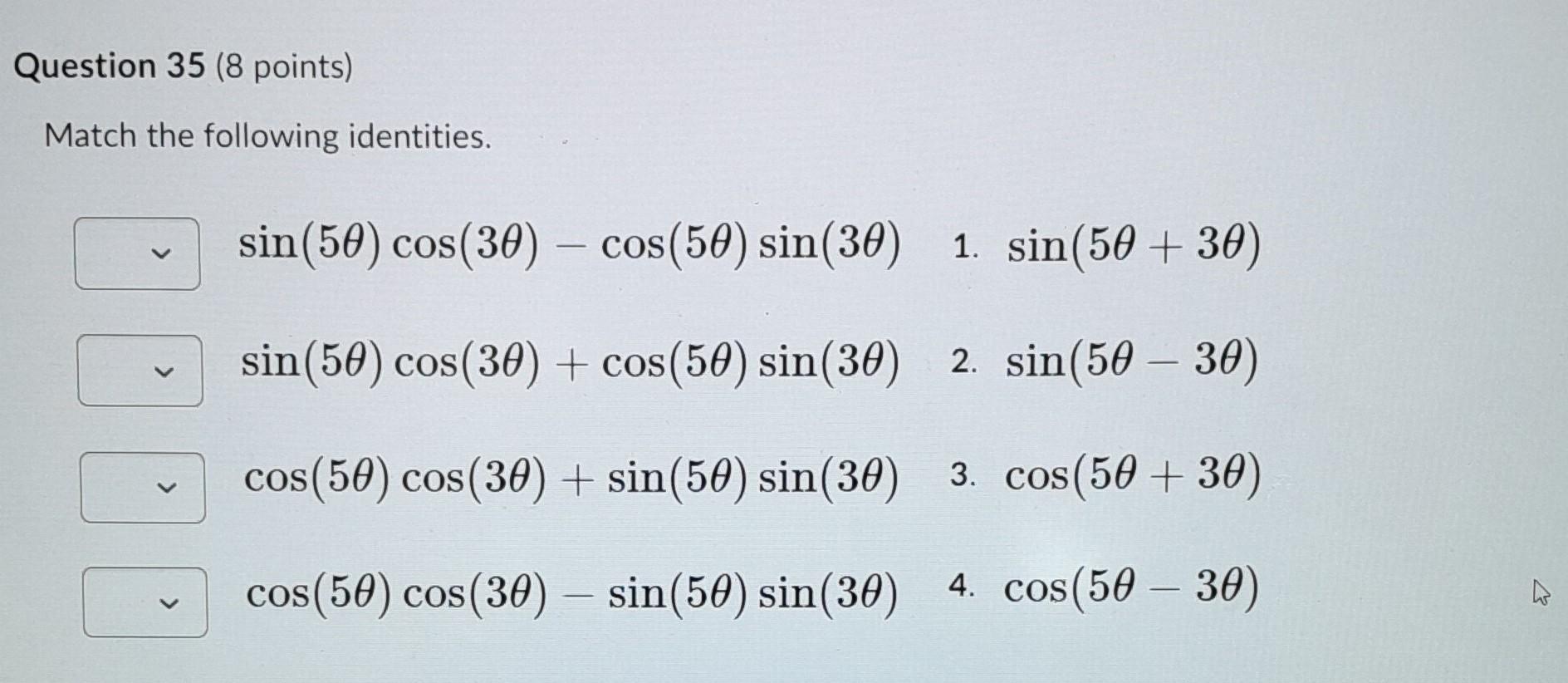 Solved Question 35 (8 points) Match the following | Chegg.com