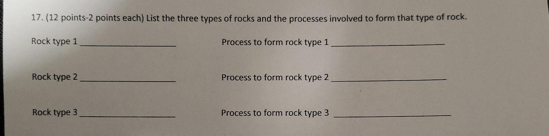 Solved 17. (12 points-2 points each) List the three types of | Chegg.com
