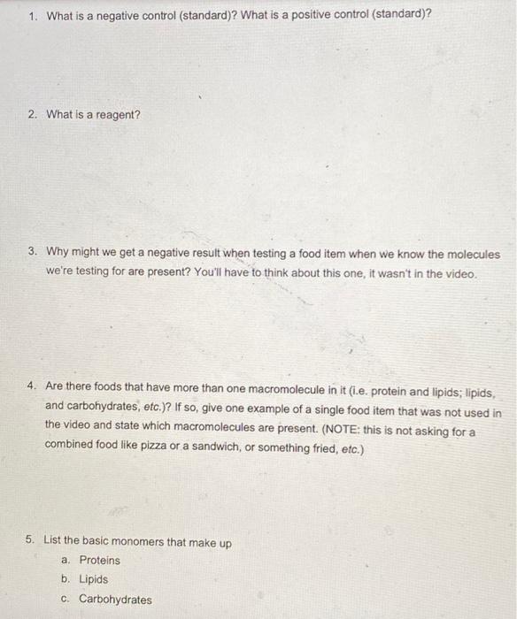 Solved 1. What is a negative control (standard)? What is a | Chegg.com