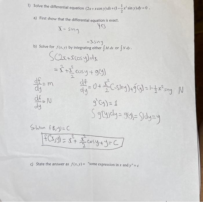 Solved 1) Solve the differential equation | Chegg.com