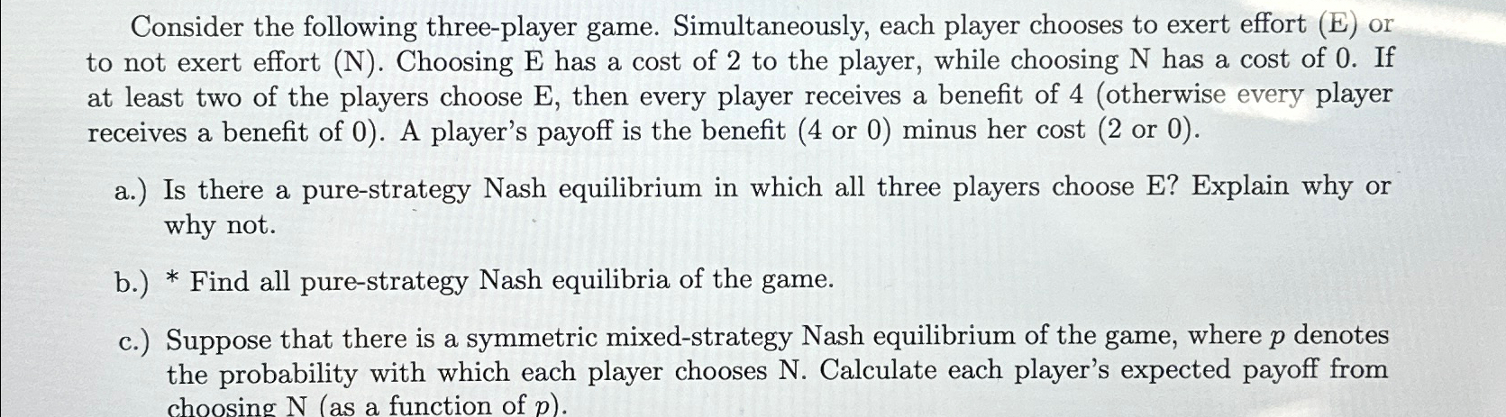 Solved Consider the following three-player game. | Chegg.com