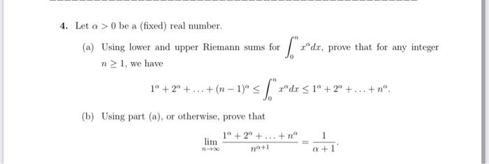 Solved 4. Let a 0 be a (fixed) real number. fo (a) Using | Chegg.com
