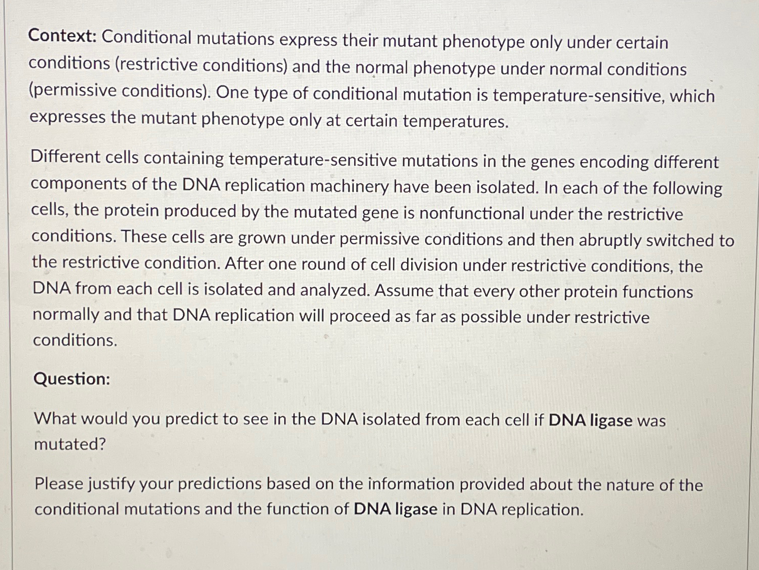 Solved Context: Conditional mutations express their mutant | Chegg.com