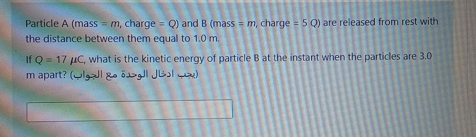 Solved Particle A (mass = m, charge = Q) and B (mass = m, | Chegg.com