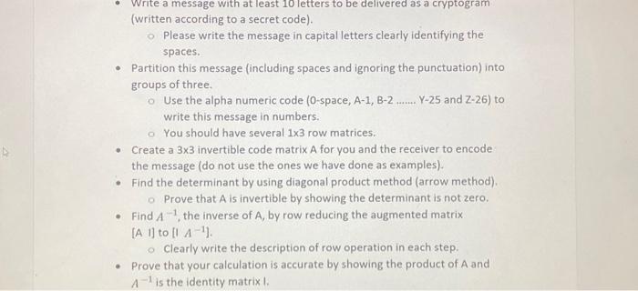 - Write a message with at least 10 letters to be | Chegg.com