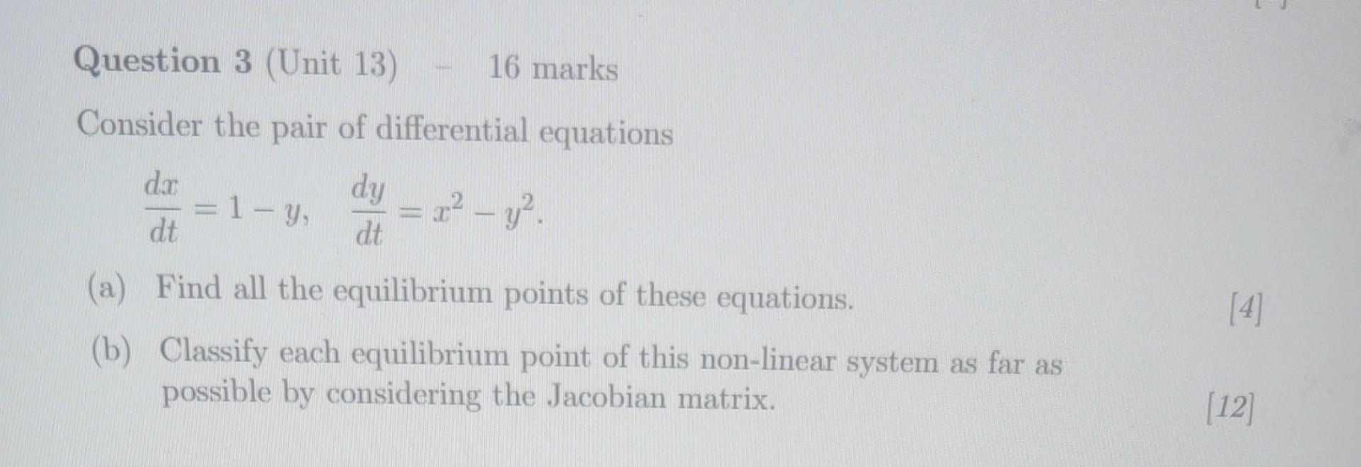 Solved Consider the pair of differential equations | Chegg.com