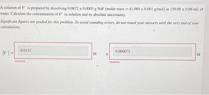 A solution of F−is prepared by dissolving | Chegg.com