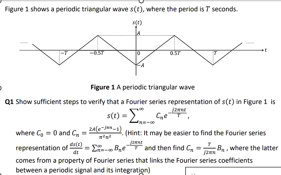 Solved Figure 1A periodic triangular waveQ1 ﻿Show sufficient | Chegg.com