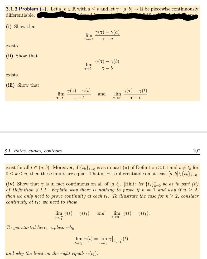 Solved 3.1.3 Problem (). Let a, b R with a ≤ b and let y: | Chegg.com