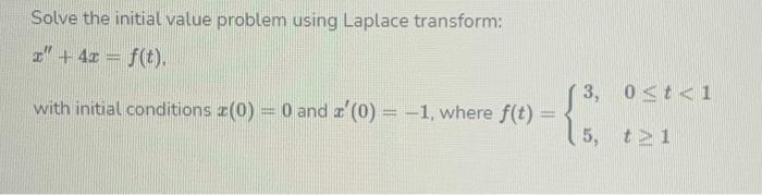Solved Solve the initial value problem using Laplace | Chegg.com