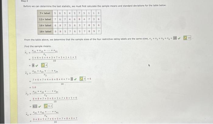 Solved Now that we have determined the sample means, | Chegg.com