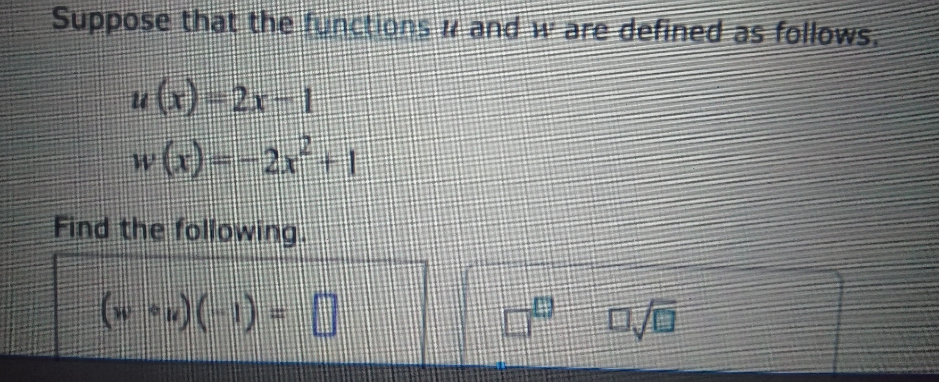 Solved Suppose that the functions u ﻿and w ﻿are defined as | Chegg.com