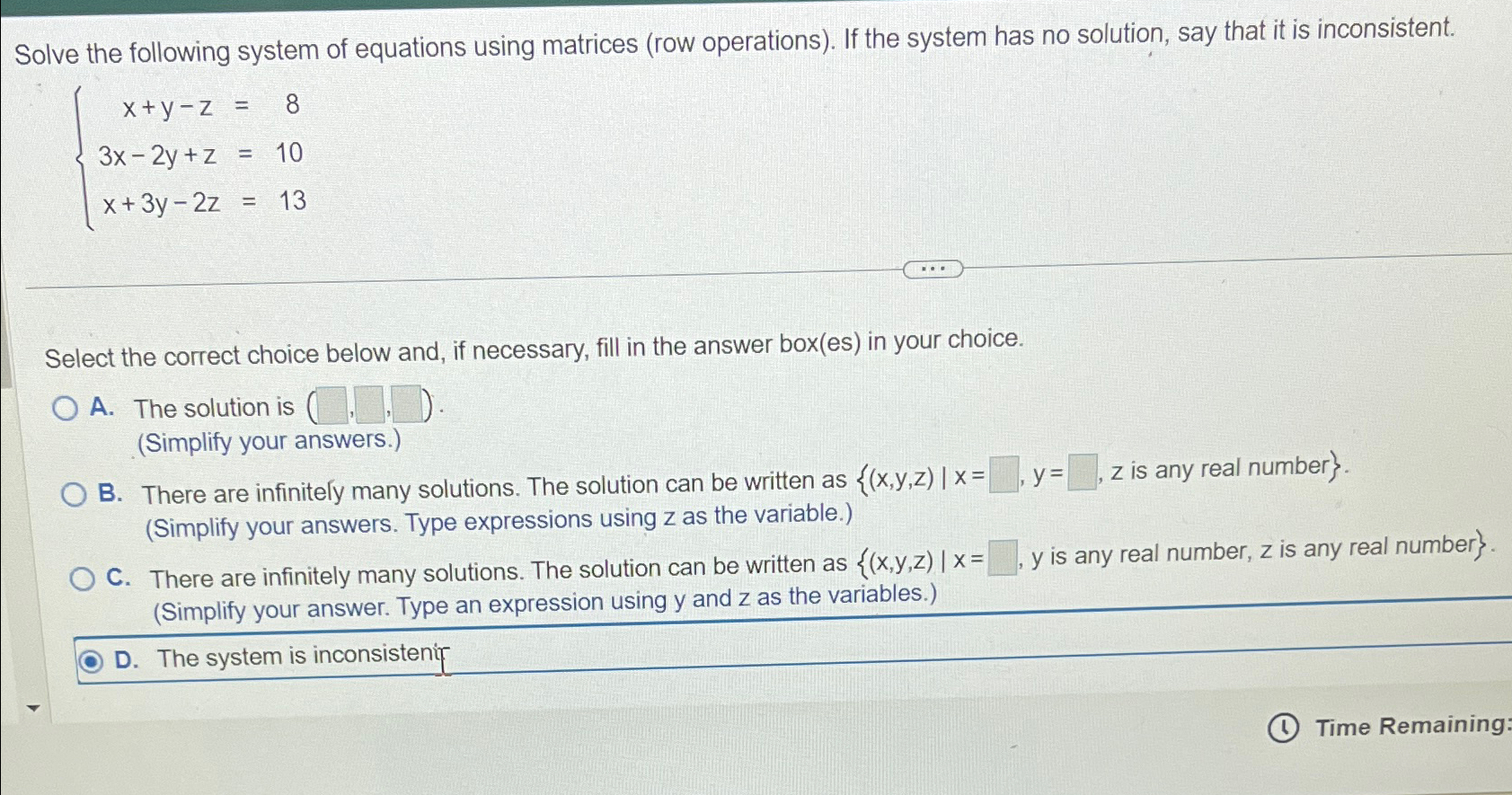 Solve the following system of equations using | Chegg.com