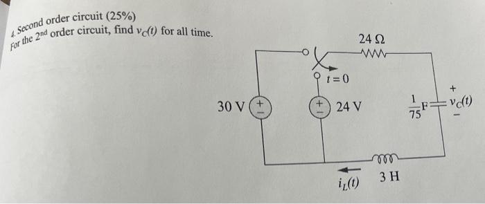 Solved 4. second order circuit (25%) For the 2nd order | Chegg.com