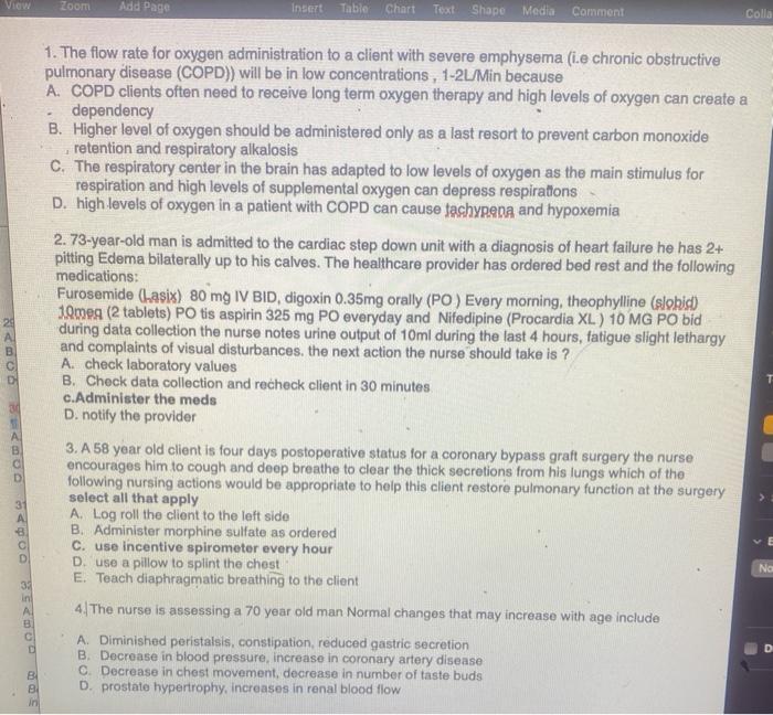 Solved View Zoom Add Page Insert Table Chart Text Shape | Chegg.com