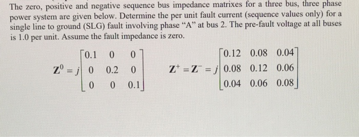 Solved The zero, positive and negative sequence bus | Chegg.com