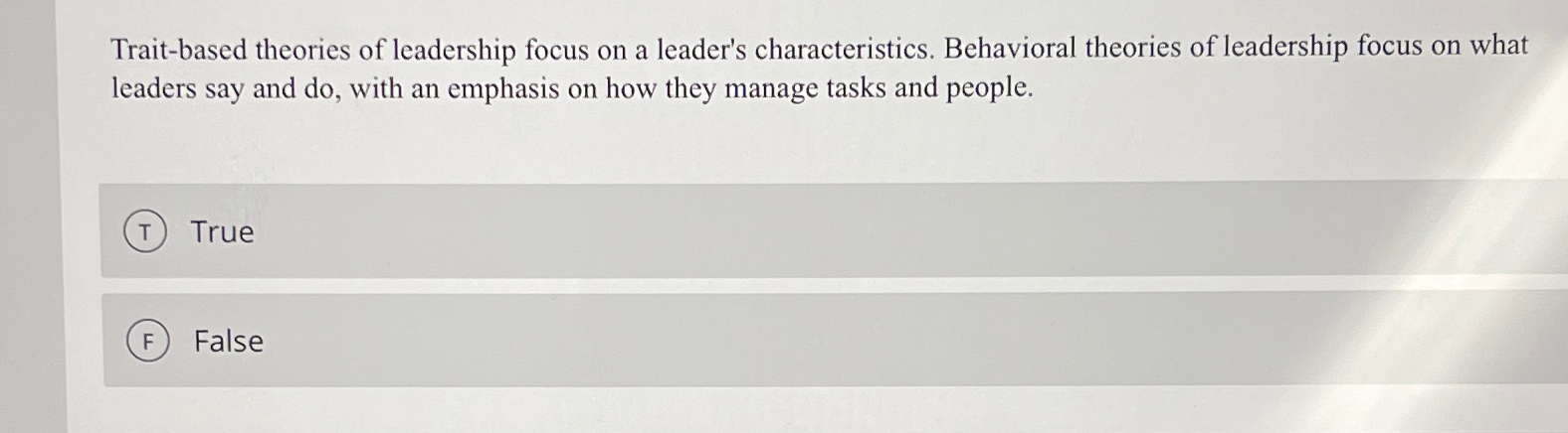 Solved Trait-based theories of leadership focus on a | Chegg.com
