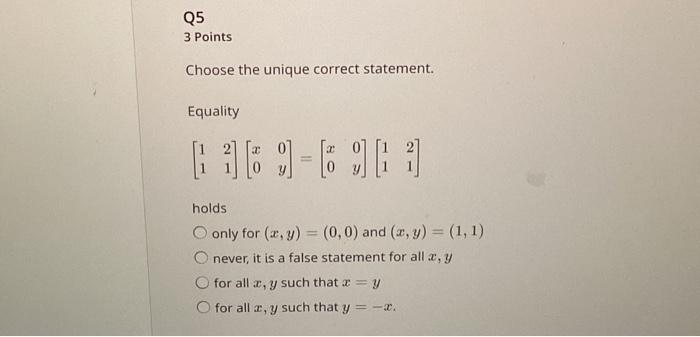 Solved Choose the unique correct statement. Equality | Chegg.com