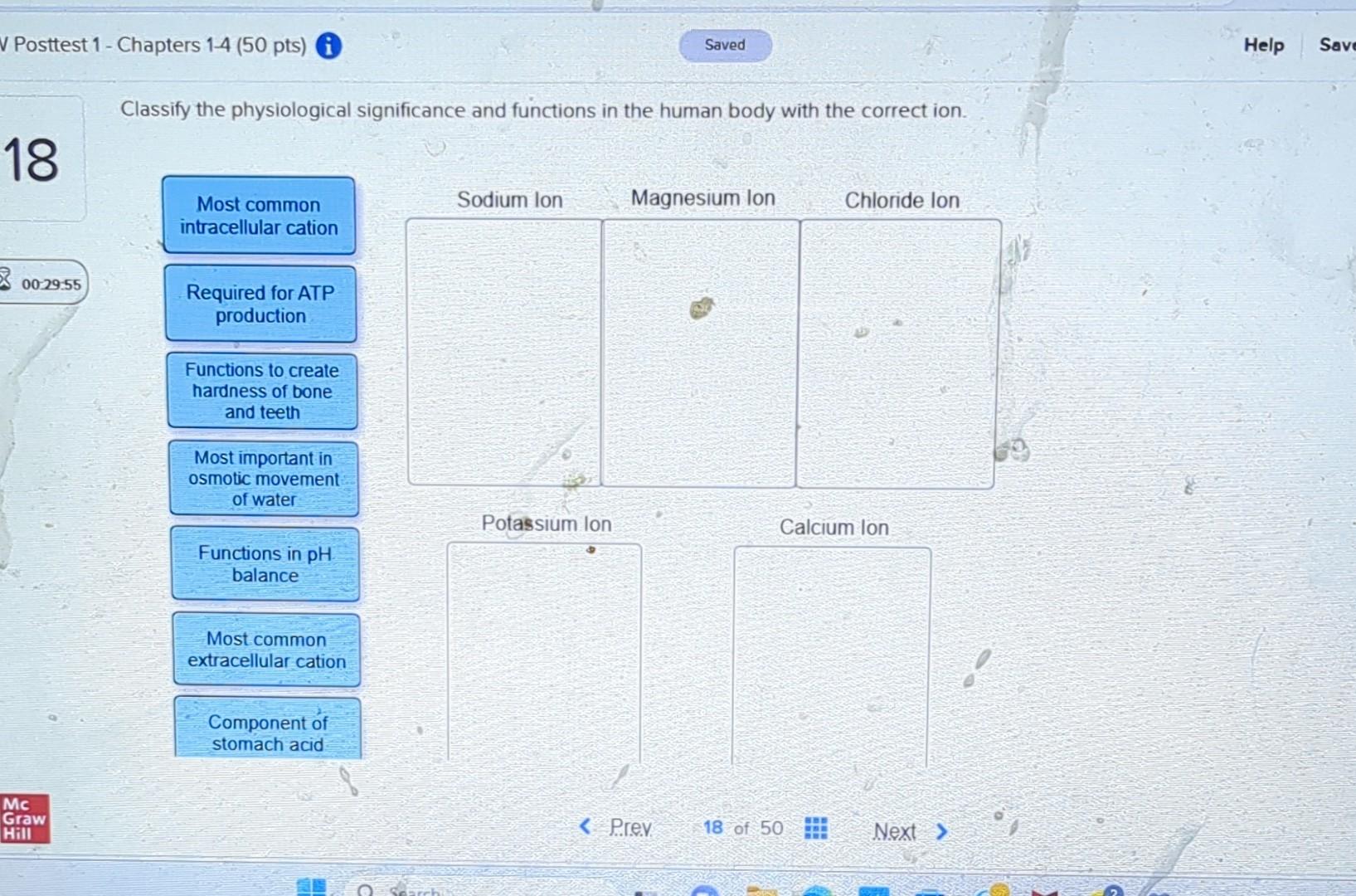 Solved 18 00:30:16 : Bw I Classify the physiological | Chegg.com