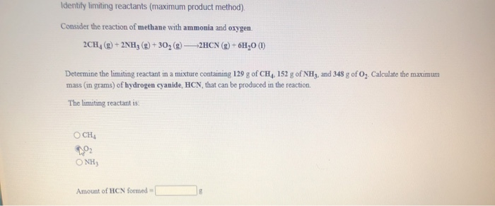 Solved Identity limiting reactants (maximum product method). | Chegg.com