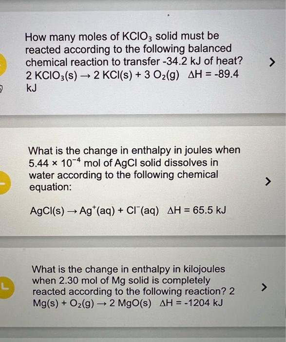 Solved How many moles of KClO3 solid must be reacted | Chegg.com