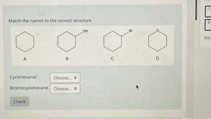 Solved Match the names to the correct structure Cyclohexanol | Chegg.com