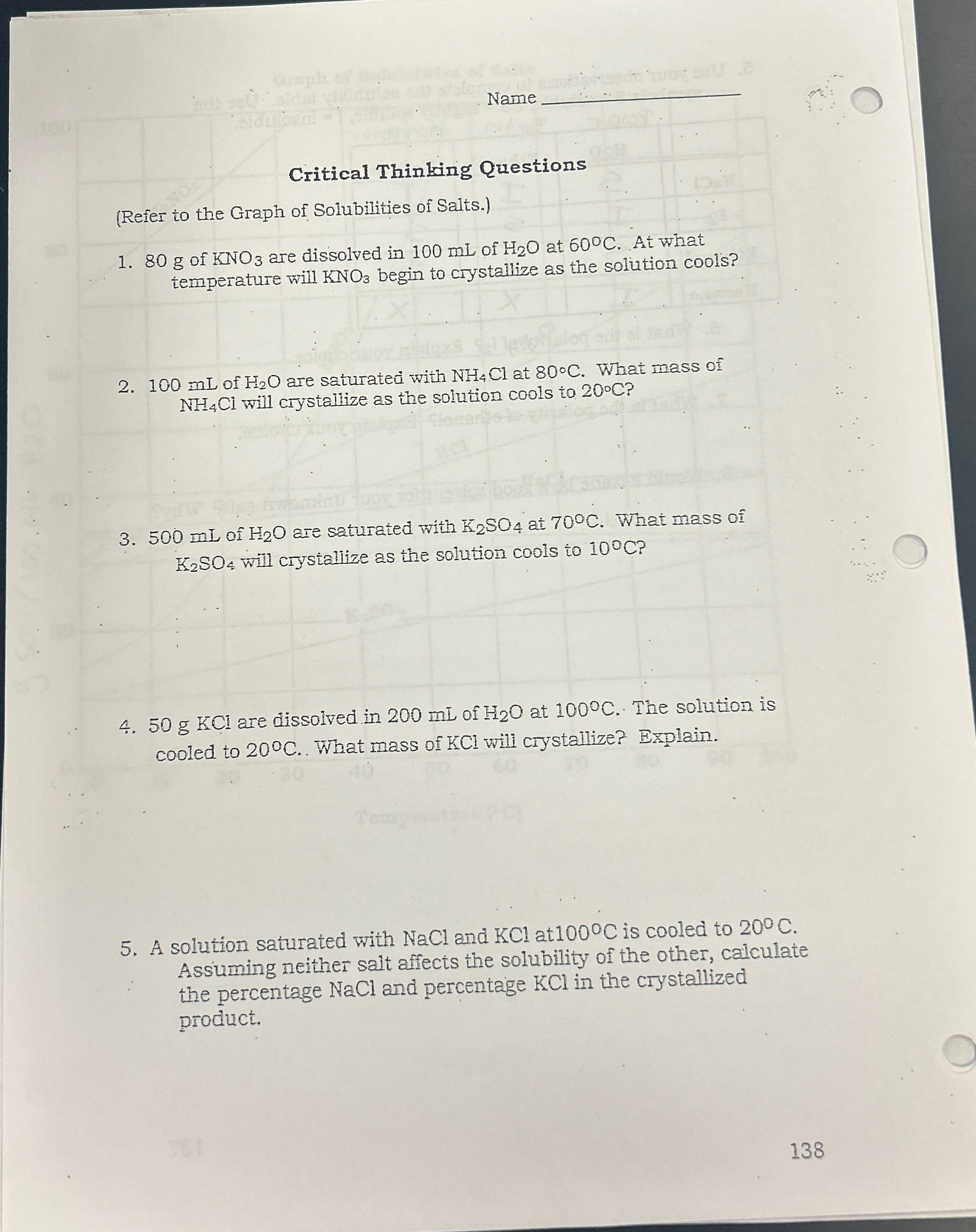 Solved Name q,Critical Thinking Questions(Refer to the Graph | Chegg.com