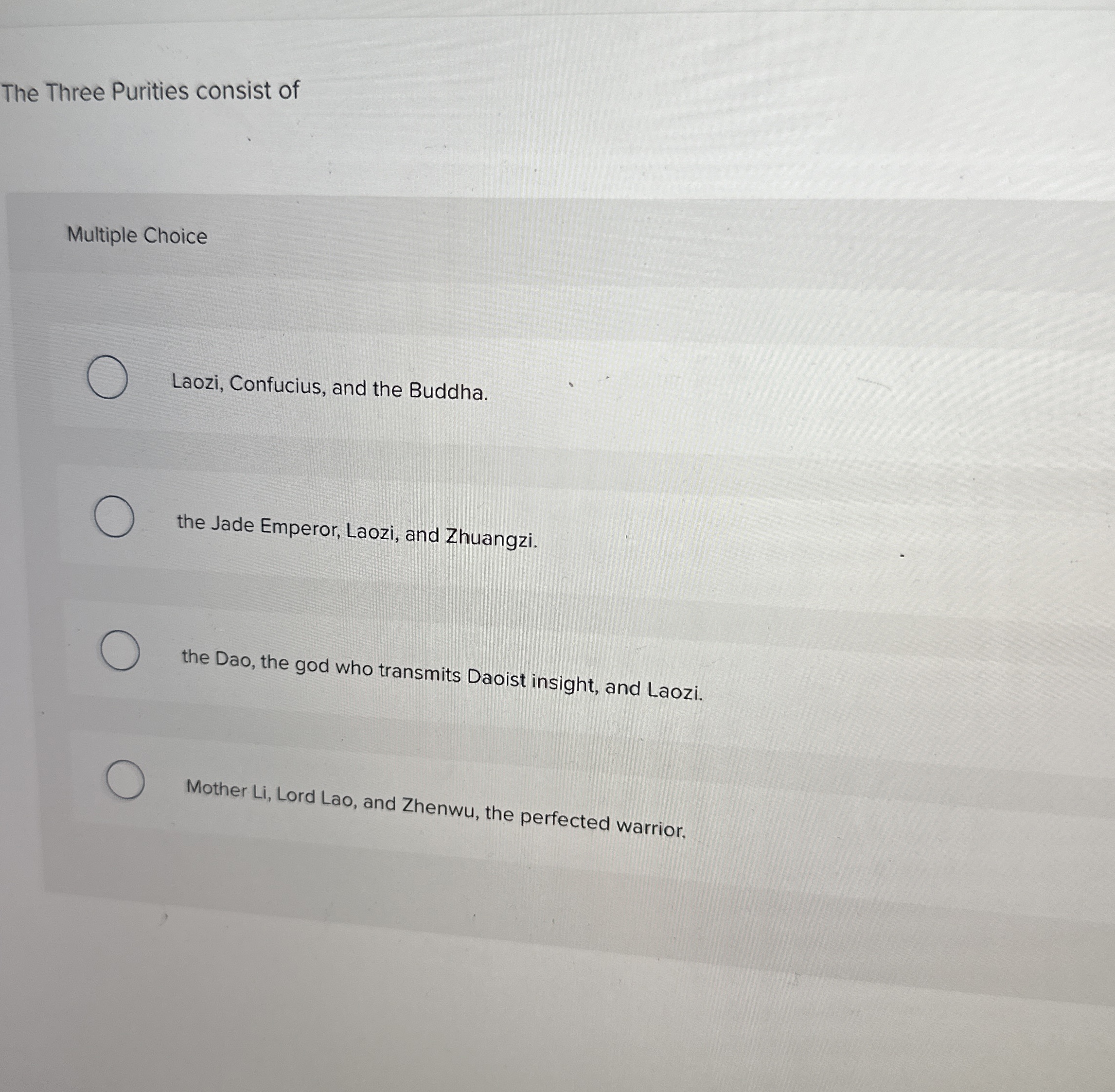 Solved The Three Purities consist ofMultiple ChoiceLaozi, | Chegg.com